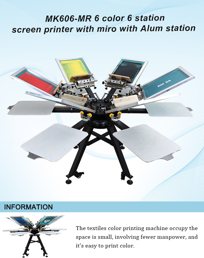 MK606-MR 6 color 6 station screen printer with micro with Alum station ...